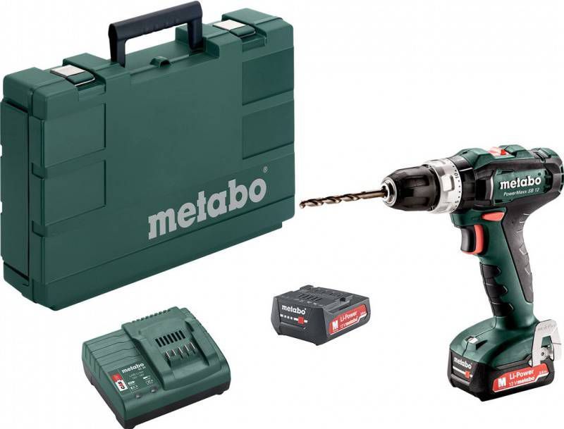 Metabo PowerMaxx SB 12 12V Li Ion Accu klopboor -/schroefmachine set(2x ...